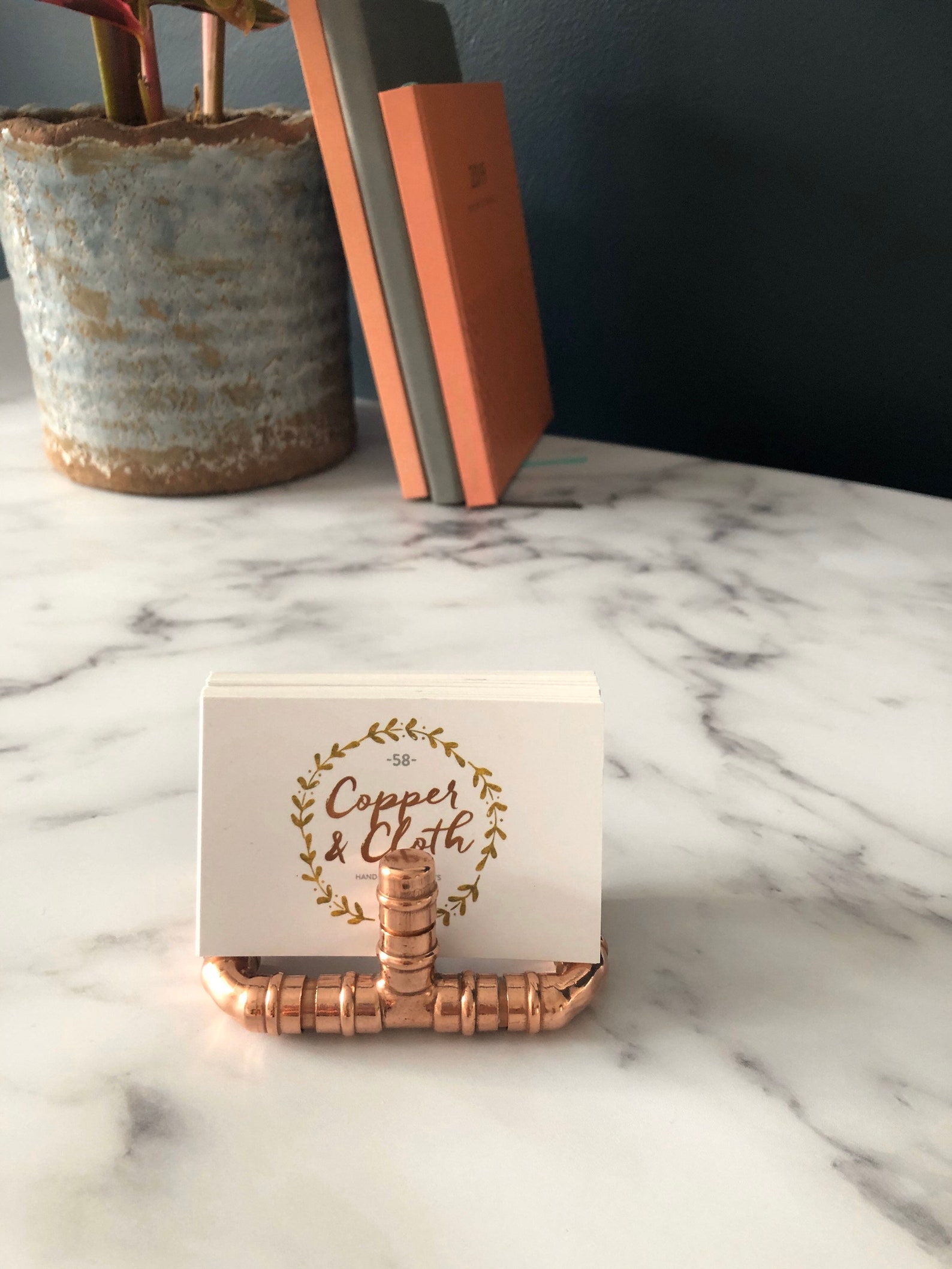 Industrial Copper Pipe Business Card Holder & Place Card | Etsy
