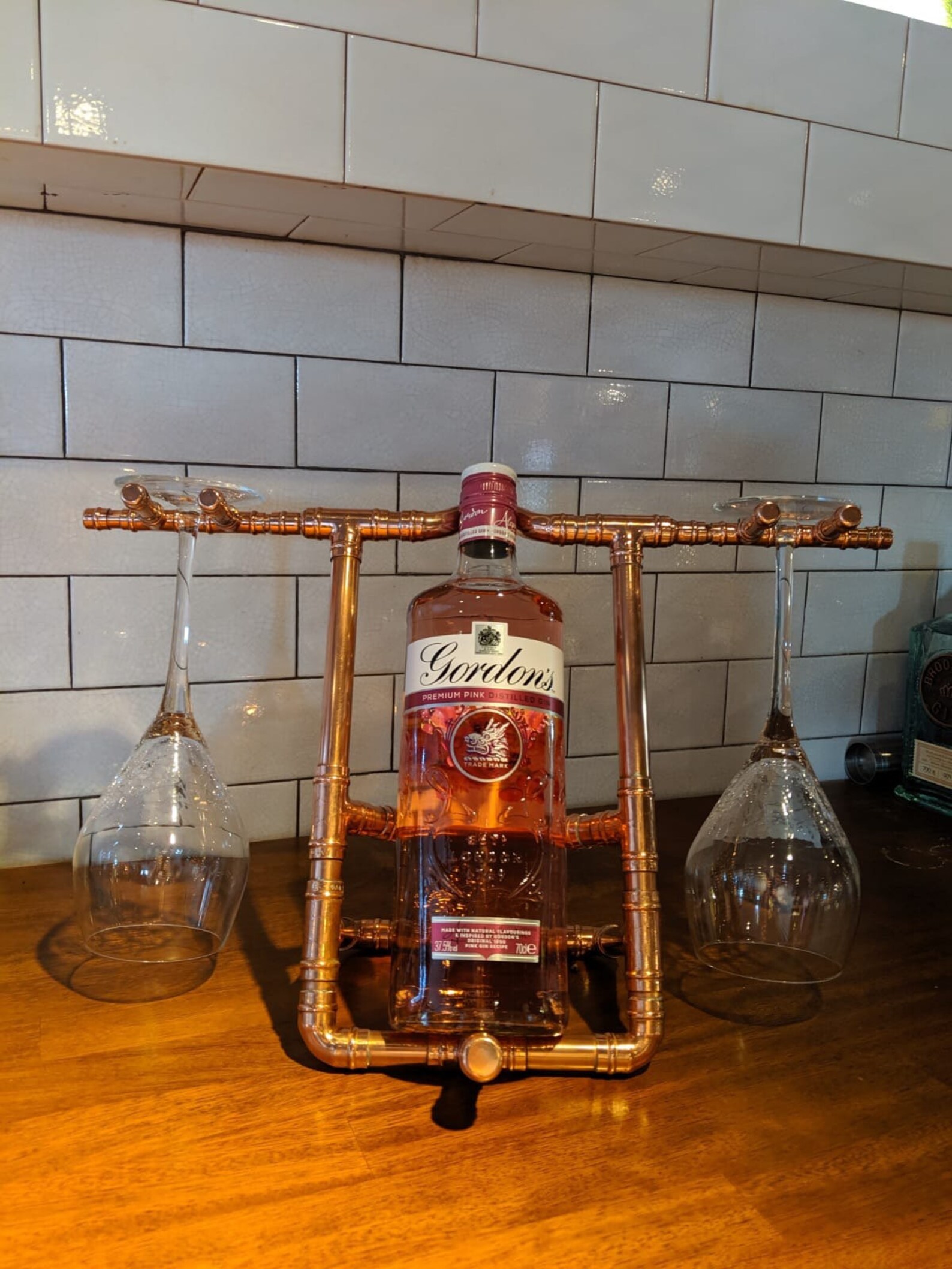 Industrial Copper Pipe Bottle and Glass Holder Gin Vodka - Etsy