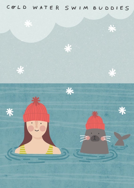 Wild Swimming Illustration Sea Swimming Art Ocean Lover - Etsy Ireland