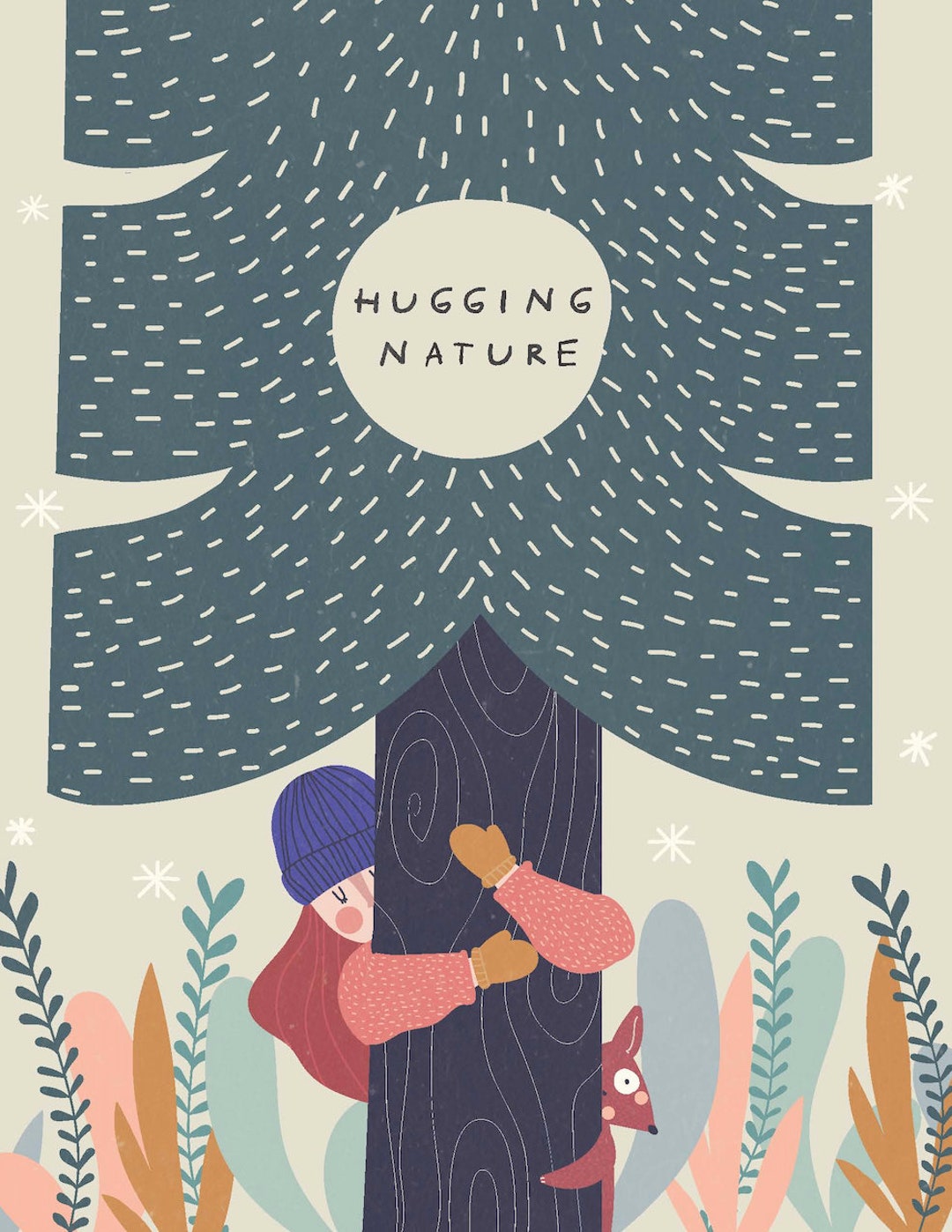 Tree Hugger Illustration | Hugging Nature | Outdoors Lover Gift ...