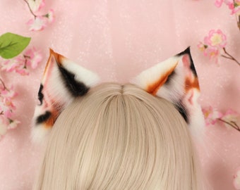 Calico Neko Ears Realistic Calico Cat Ears Anime Neko Ears Cat Ears ...