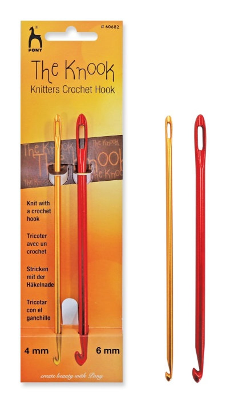 Pony 60682 Knooking Needles Medium Sizes, 4 Mm + 6 Mm, Orange and Red ...