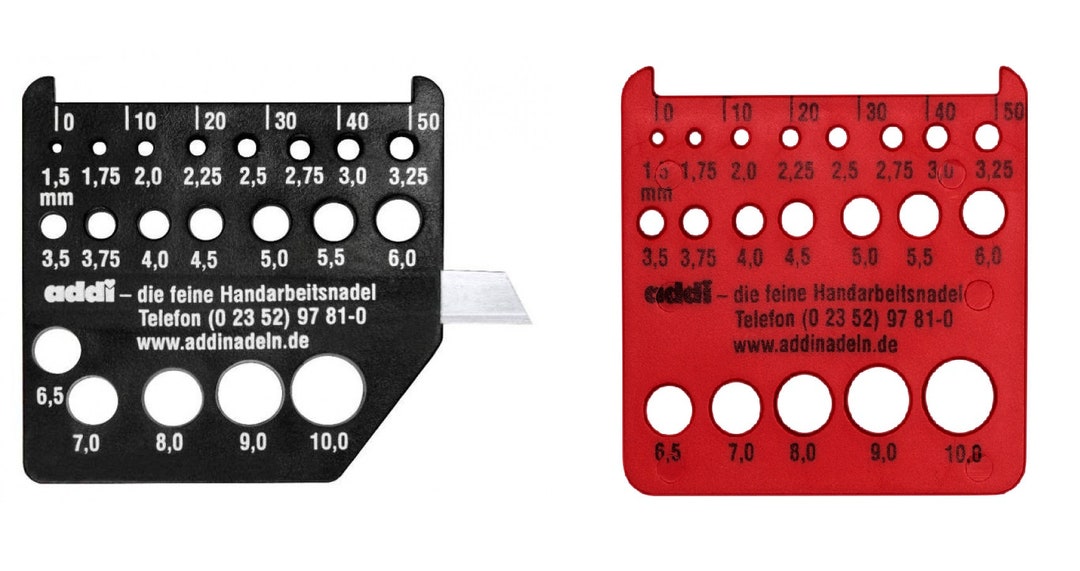 Addi Needle Gauge, Plastic, Black With Spring Blade / Red Without Blade ...