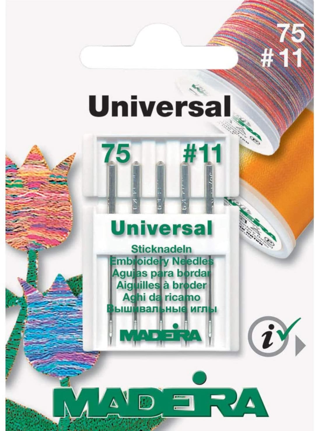 Madeira 9450 Universal Machine Needles for Embroidery Threads, Sewing ...