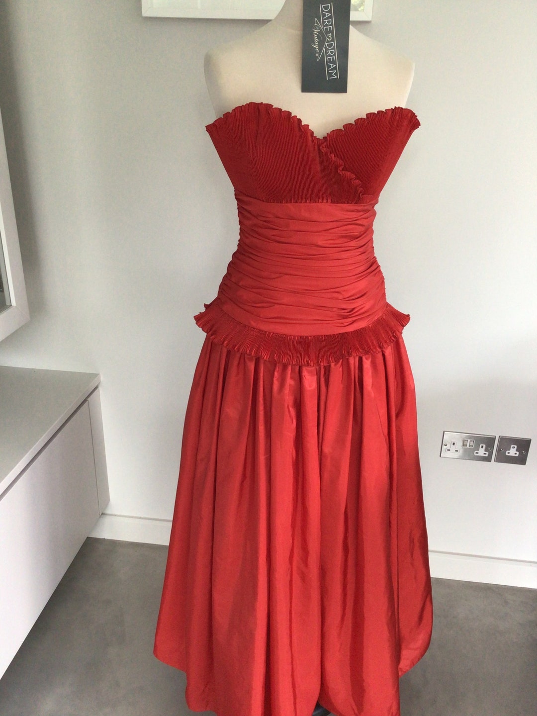 Vintage 80s Strapless Gown Fabulous Pleating and Bling - Etsy