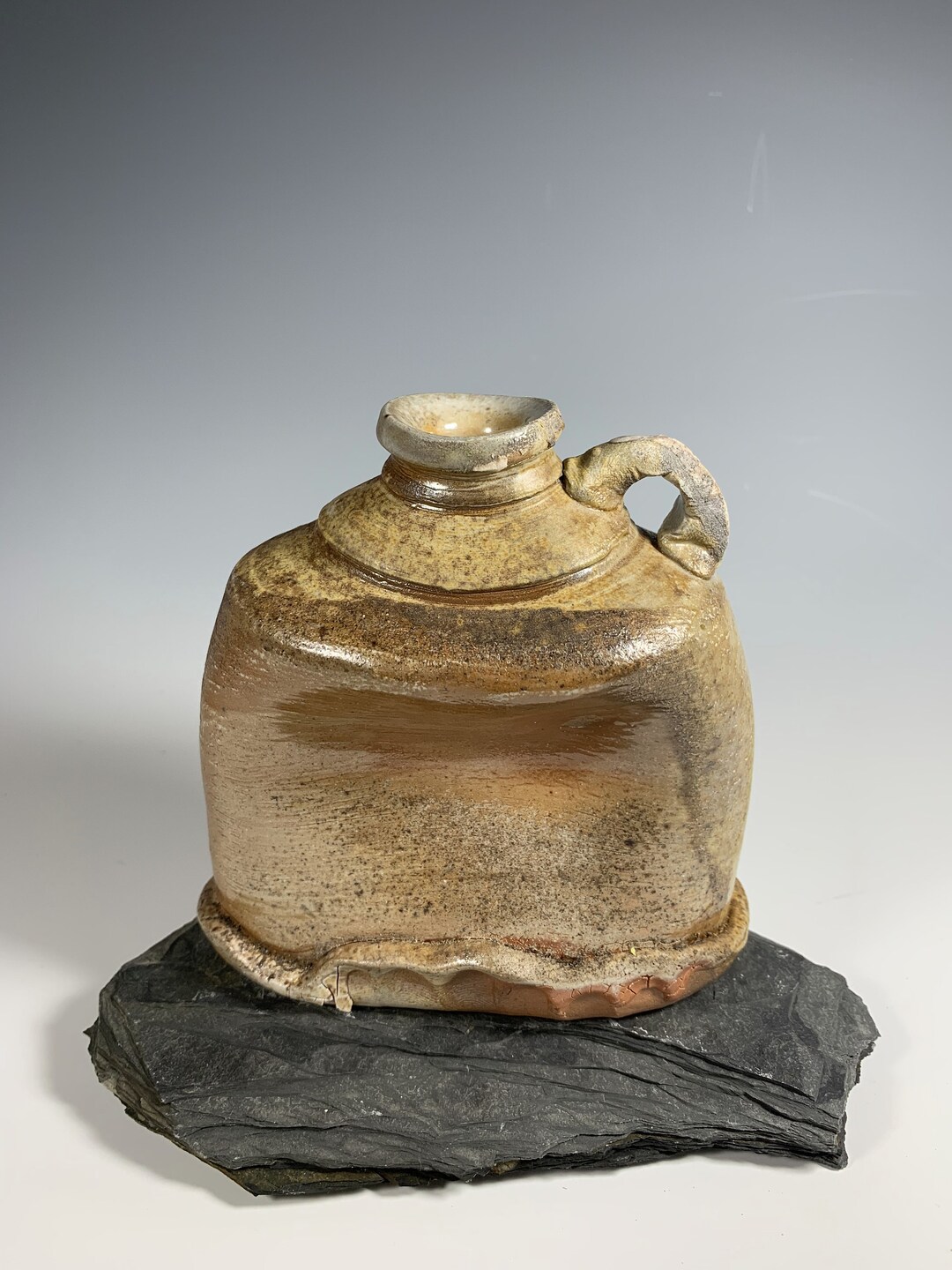 Woodfired Porcelain Flashing Slip Flask Etsy
