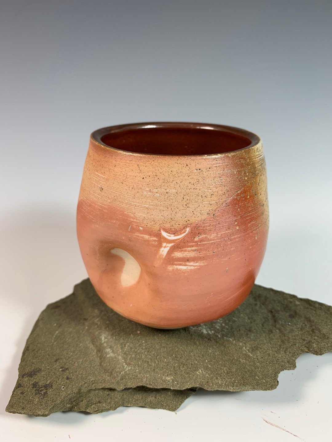 Woodfired Porcelain Indent Cup - Etsy UK