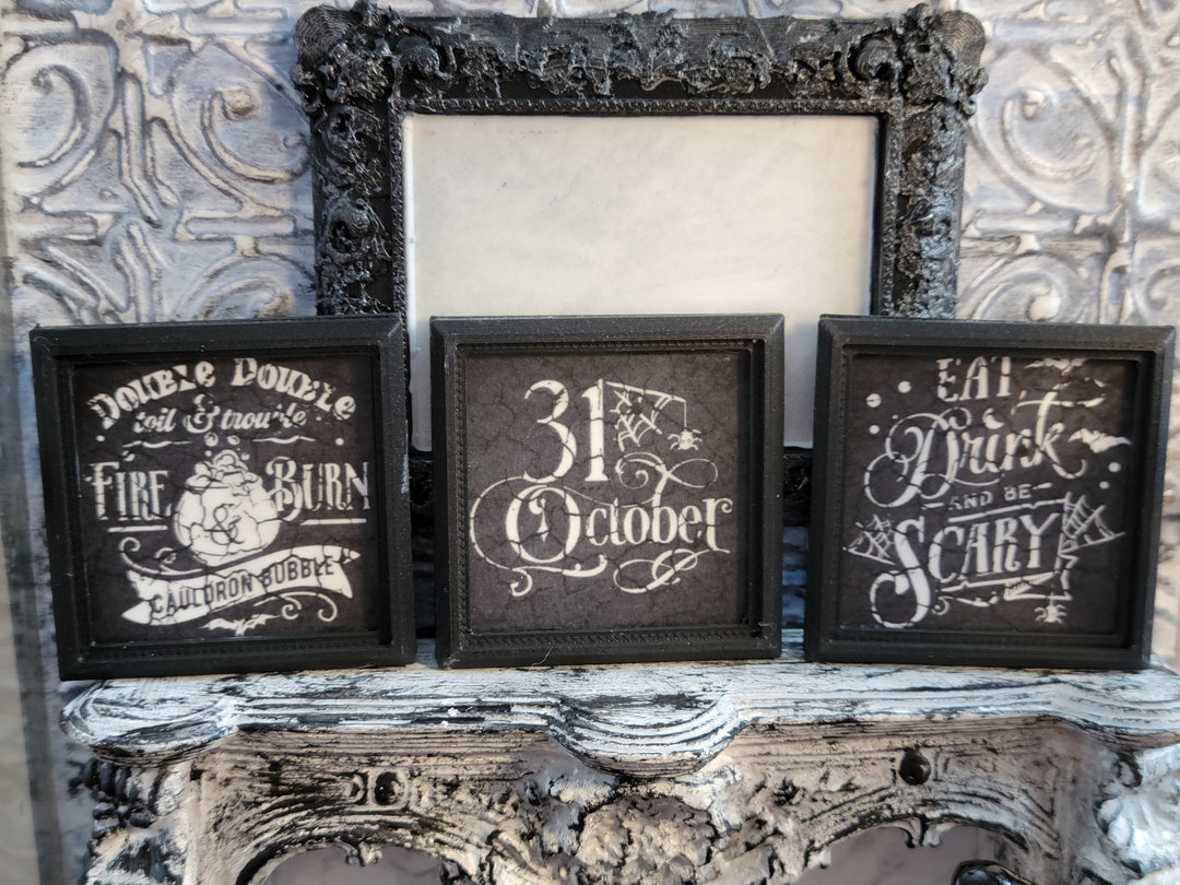 Spooky Halloween Signs Miniature Art Print Modern Halloween - Etsy