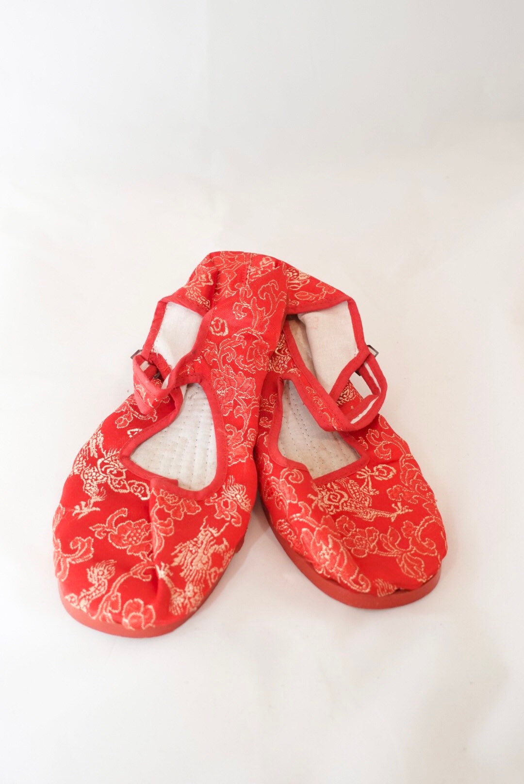 Vintage Mary Jane Satin Red Chinese Slippers - Etsy