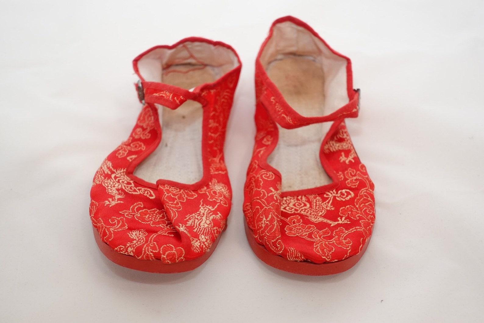 Vintage Mary Jane Satin Red Chinese Slippers - Etsy