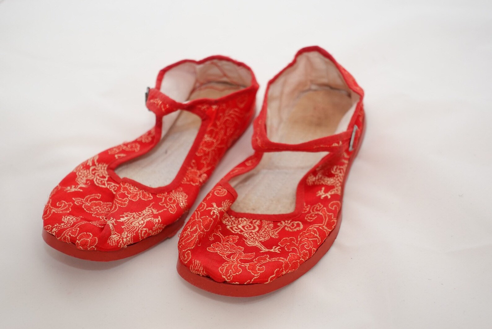 Vintage Mary Jane Satin Red Chinese Slippers - Etsy