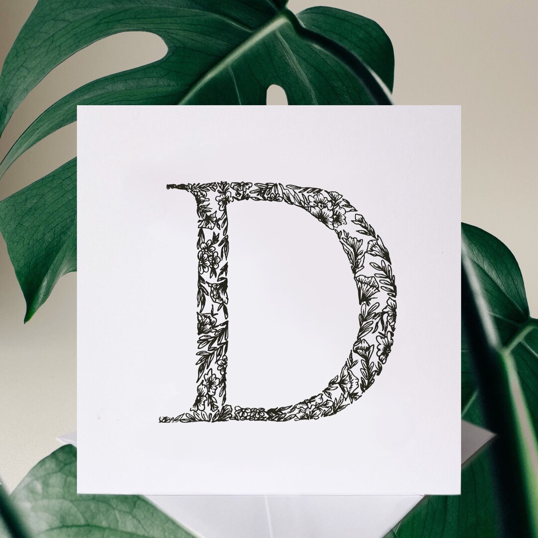 Floral Letter D Card - Etsy