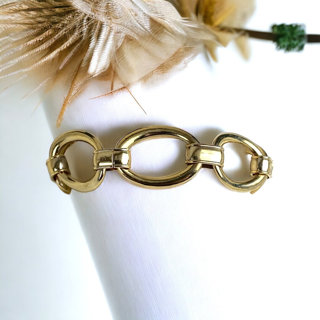 Chaps Ralph Lauren Gold Plated Chunky Oval Chain Bracelet - Etsy