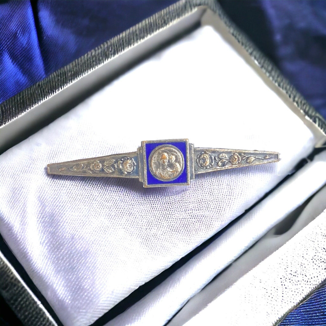 Antique Catholic Mother Mary and Jesus Bar Pin - Etsy
