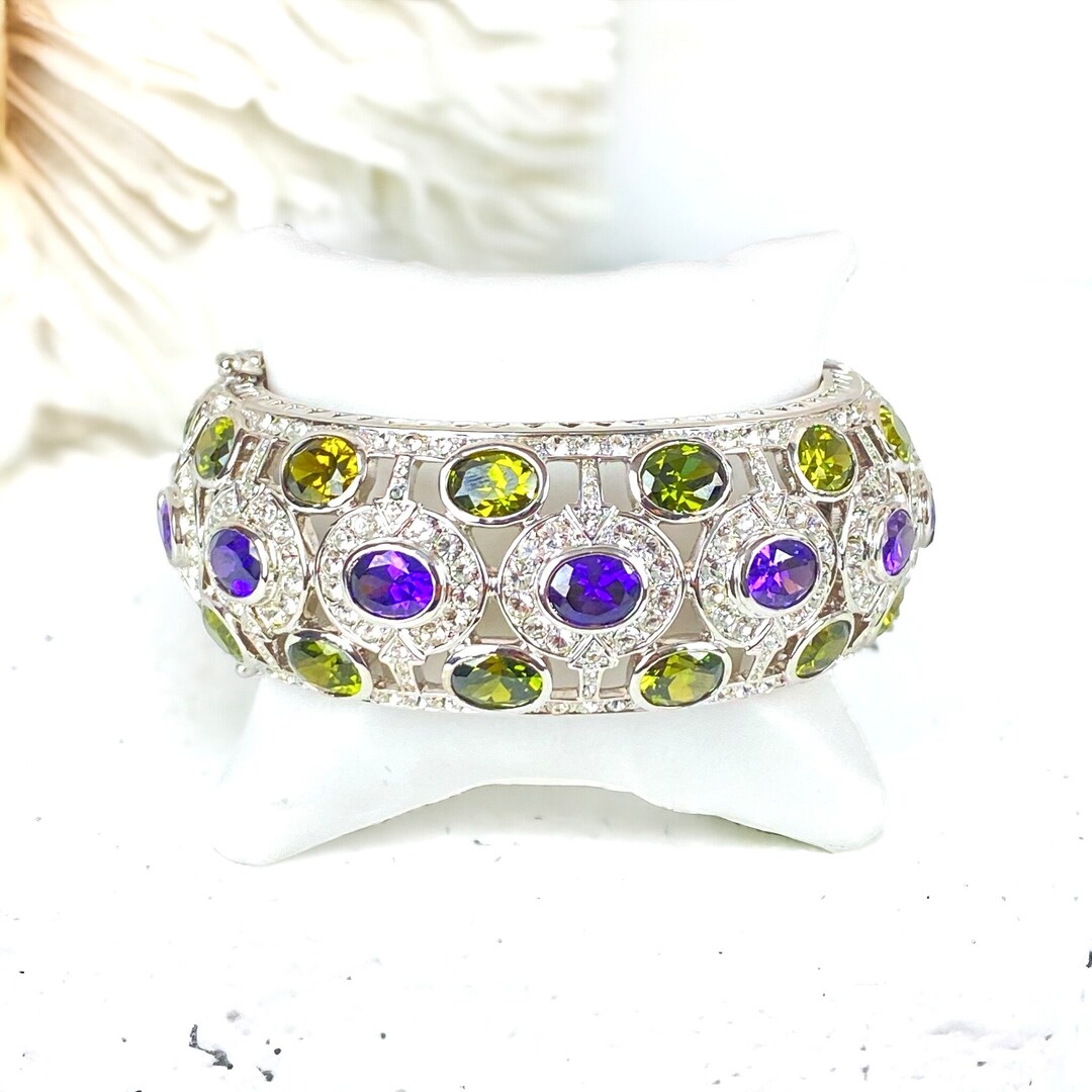 Gorgeous Wide Jewelled Crystal Hinged Cuff Bracelet - Etsy