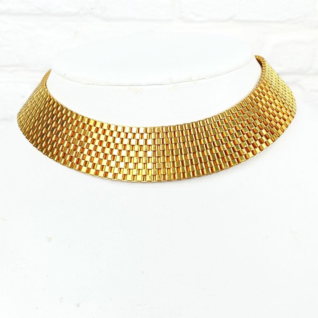 90's Chic, Wide Brick Chain Choker Necklace - Etsy
