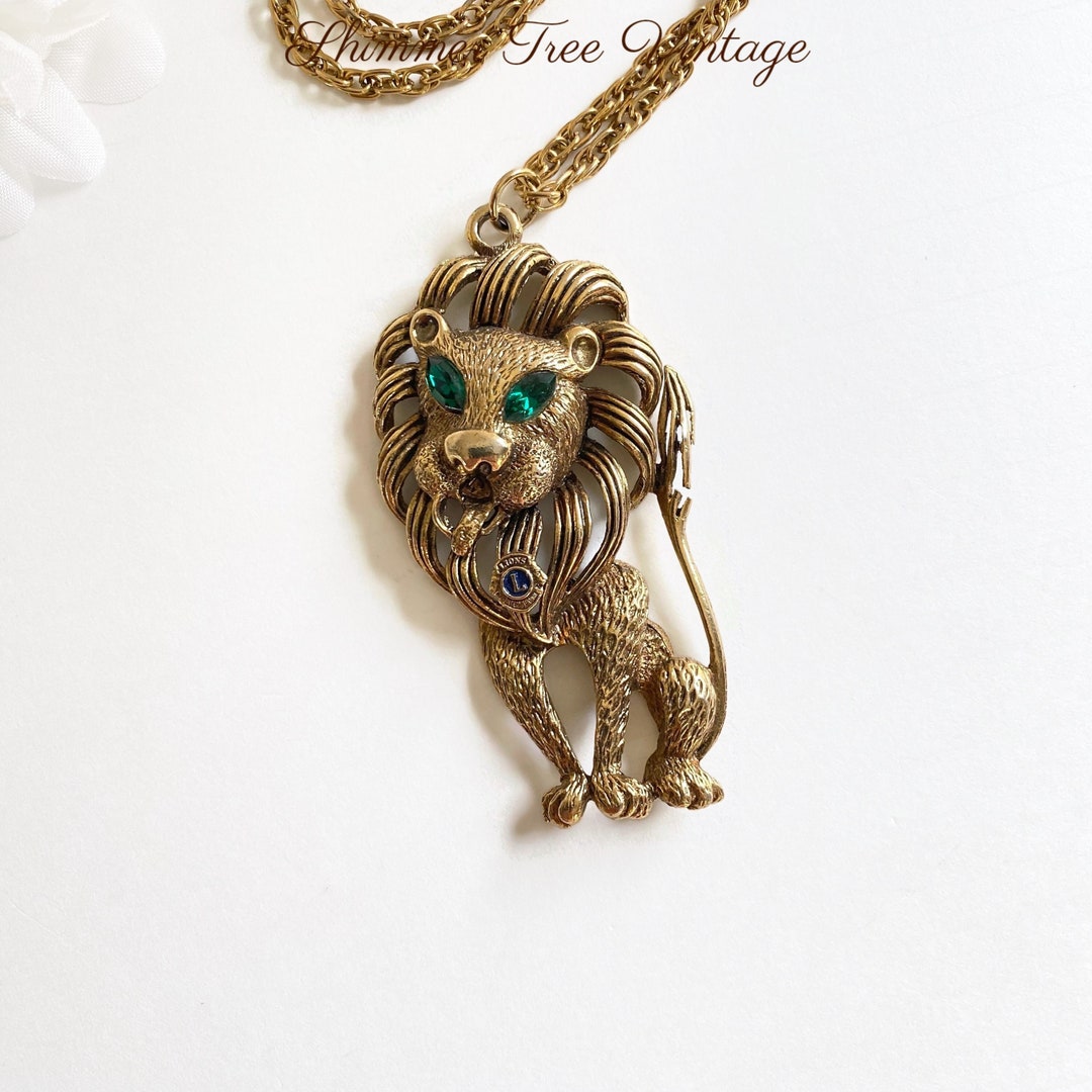 Vintage Lions International Huge Lion Mascot Pendant Necklace - Etsy