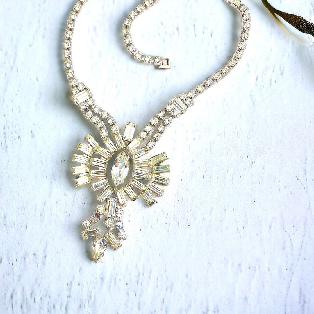 Vintage Elaborate Crystal Rhinestone Pendant Necklace - Etsy