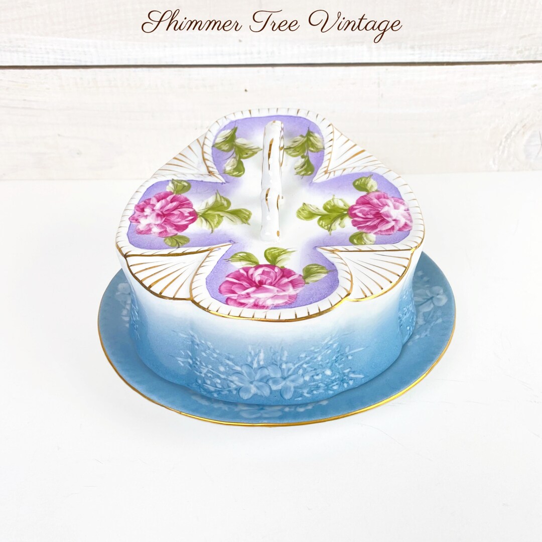 Vintage Porcelain Covered Cheese Plate - Etsy