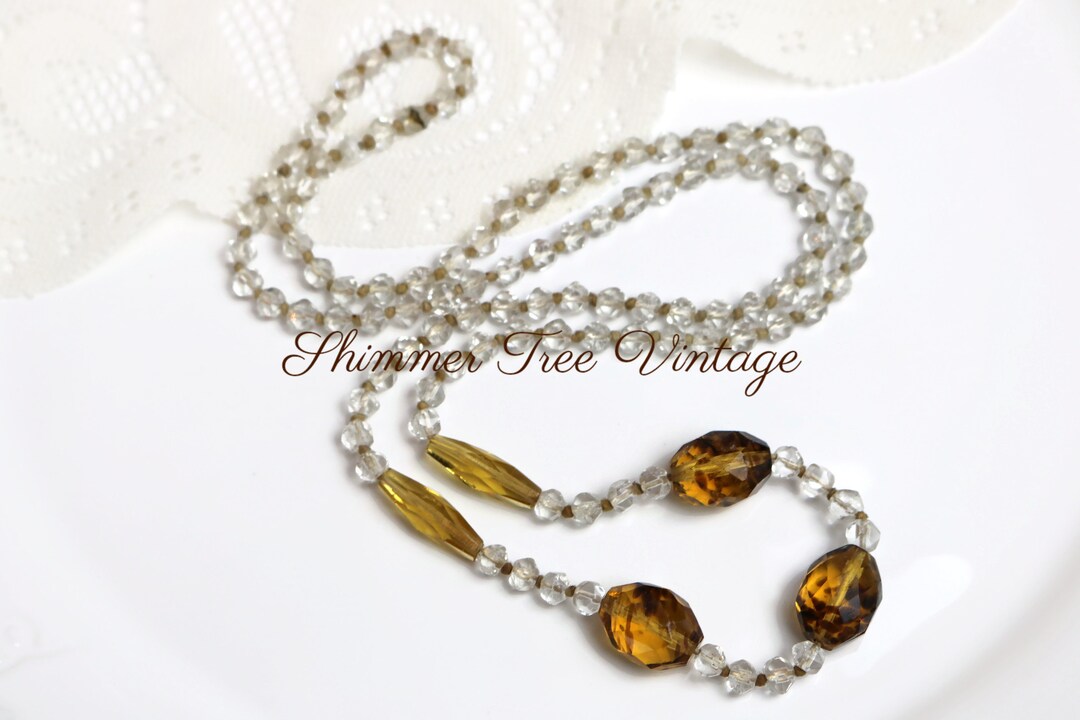 Beautiful Art Deco Resin and Glass Beaded Flapper Necklace - Etsy
