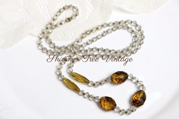 Beautiful Art Deco Resin and Glass Beaded Flapper Necklace - Etsy