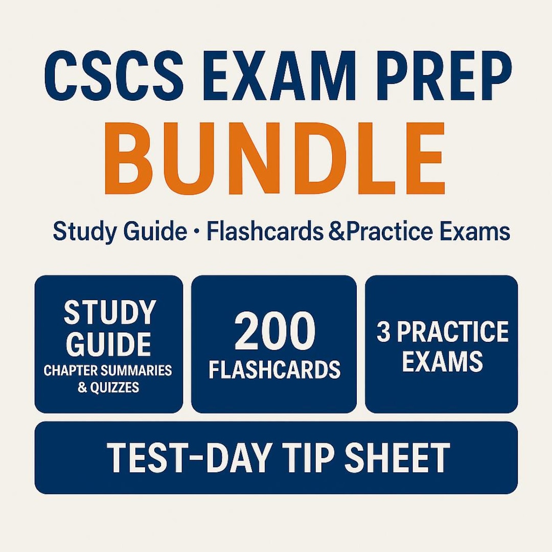 CSCS Exam Prep Bundle • NSCA Study Guide • 200 Flashcards • 3 Practice ...