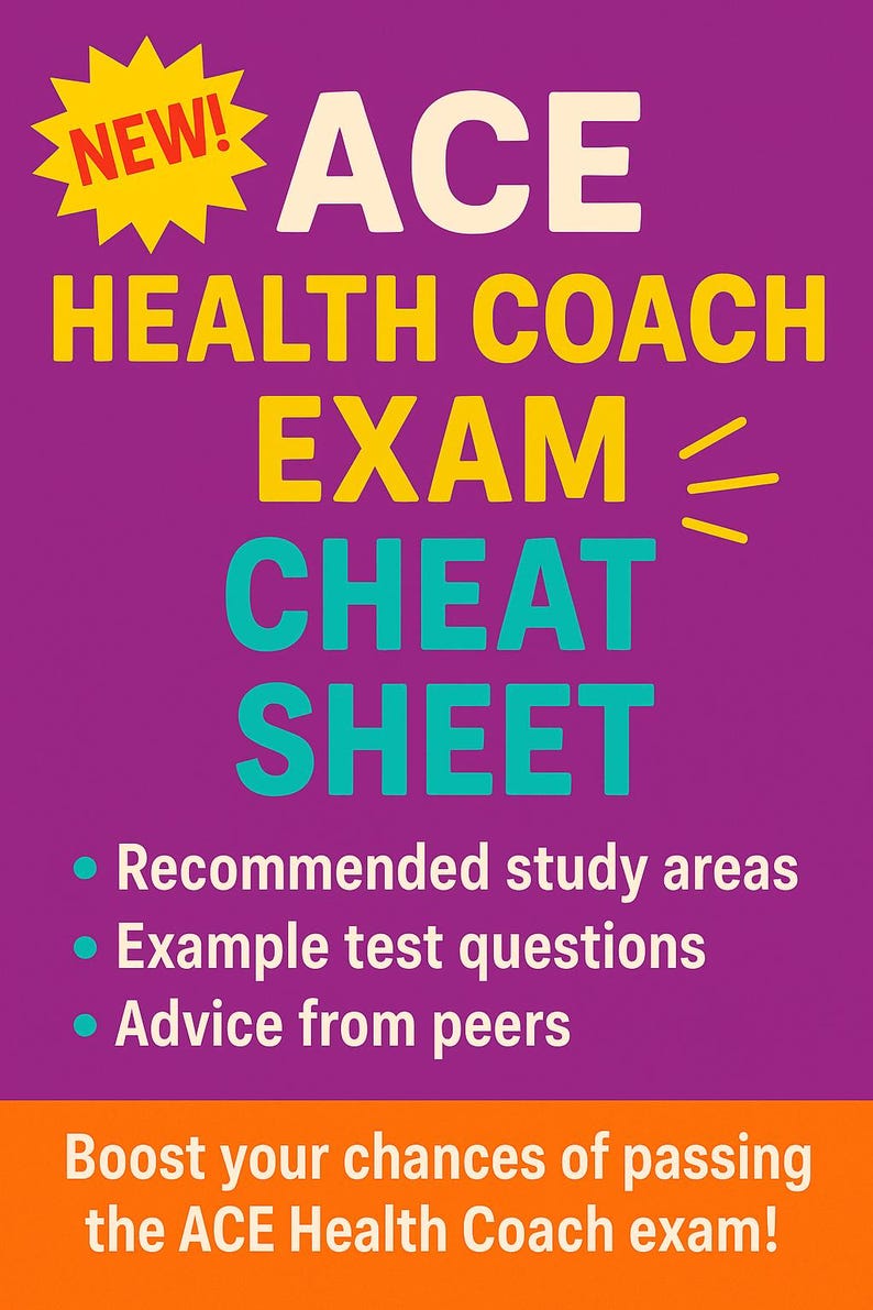 ACE Health Coach Exam Cheat Sheet | Study Priorities, Sample Questions ...