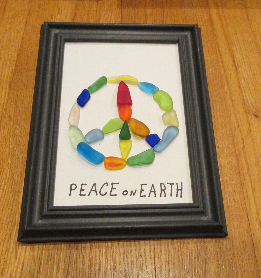 SEA GLASS Art Picture-" Great Peace Sign -peace on Earth"- a Great ...
