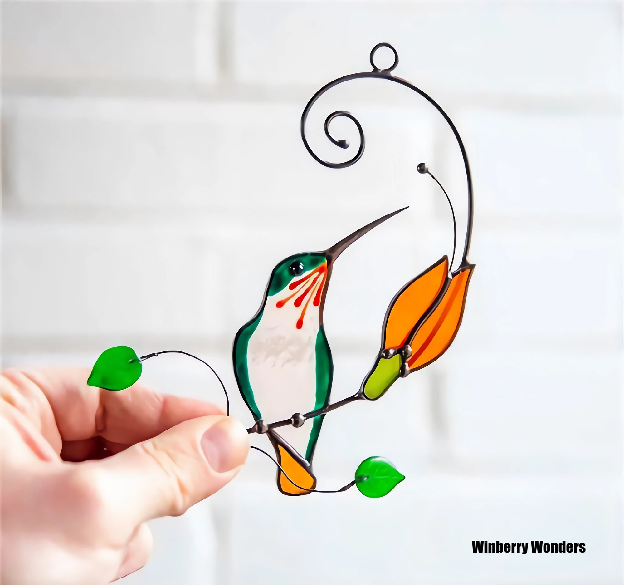 Hummingbird Stained Glass Window Hangings Hummingbird Gift Stained ...