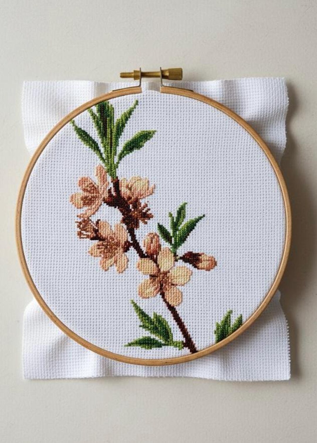 Flowering Almond Tree Cross Stitch Pattern: Vintage Botanical Design ...