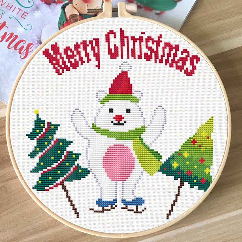 Christmas Cross Stitch Kits Embroidery Hoop Color Threads - Etsy