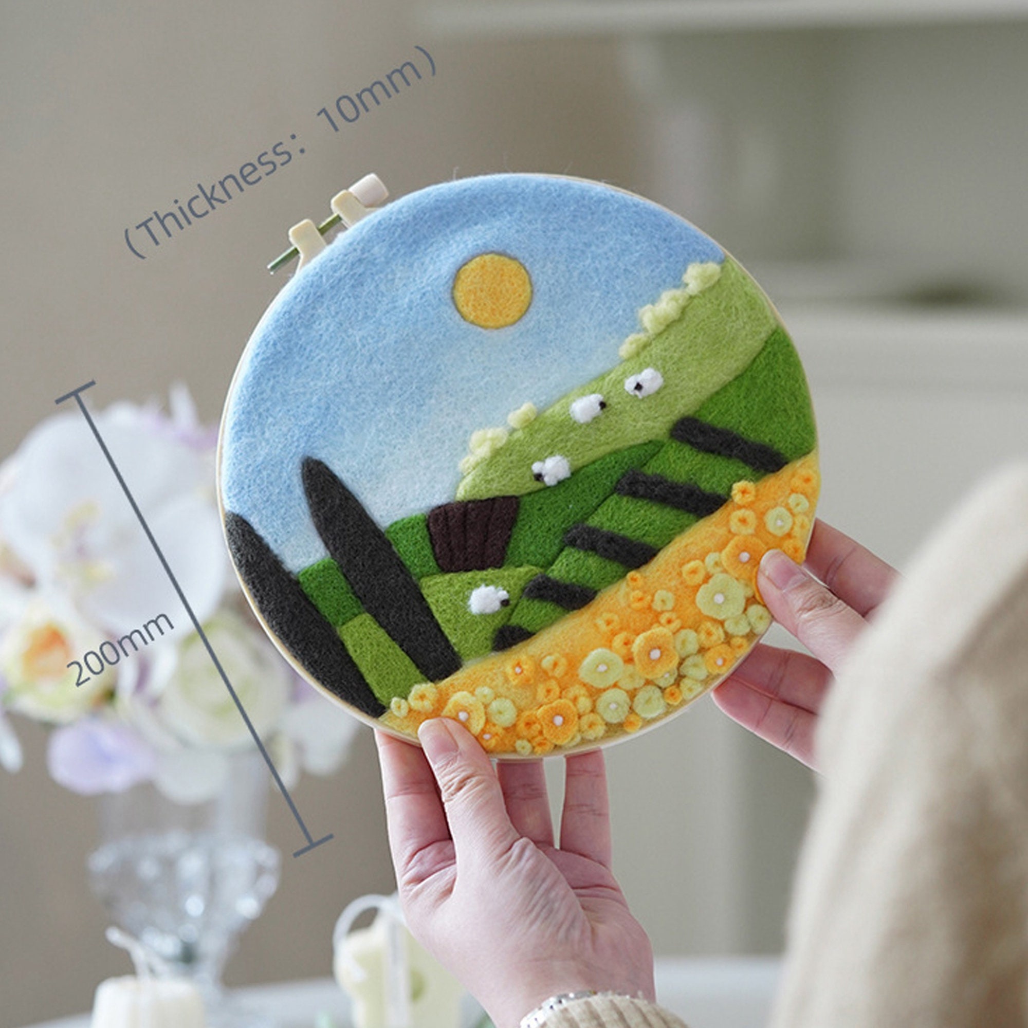 Needle Felting Patterns Landscape Embroidery Hoop Art 8" Gift for ...