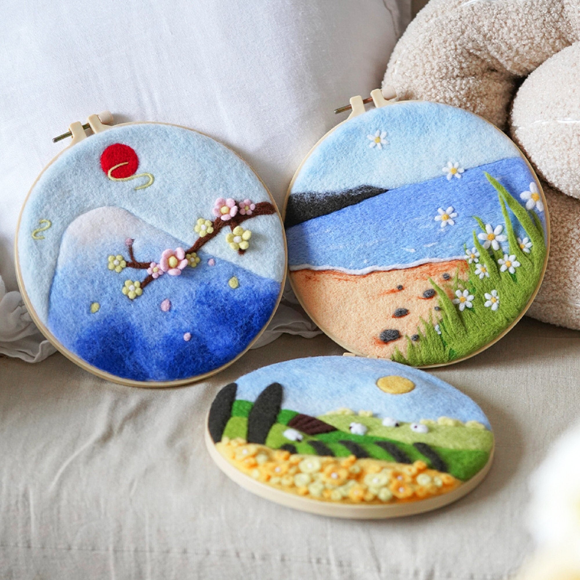 Needle Felting Patterns Landscape Embroidery Hoop Art 8" Gift for ...