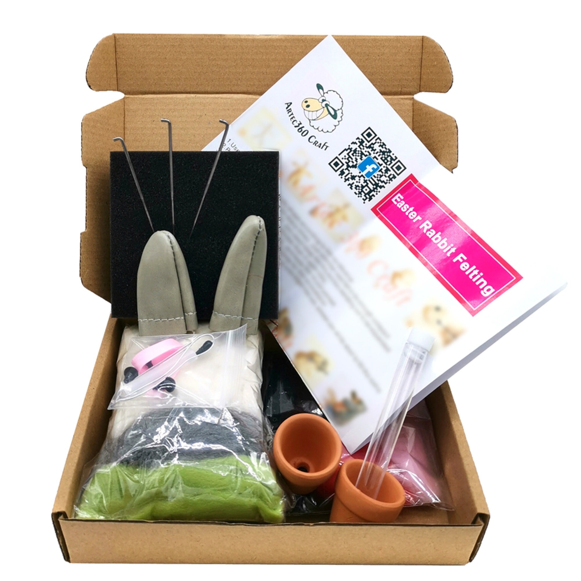 Rabbit Bear 2 Cactus Needle Felting Kits Gift Wrap Felting | Etsy