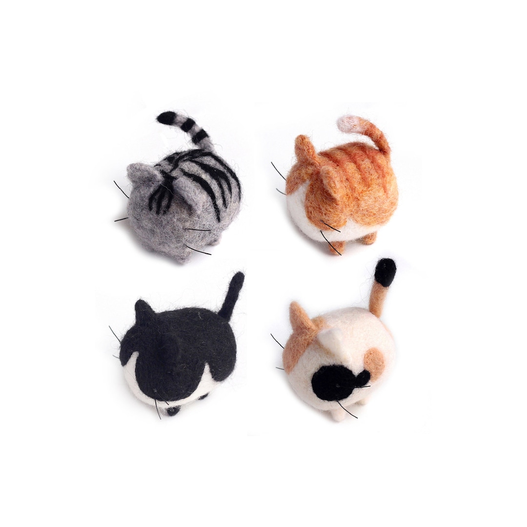 Faceless Cat Needle Felting Kit for Beginners 1.5"x1.5" Craft Kit for ...