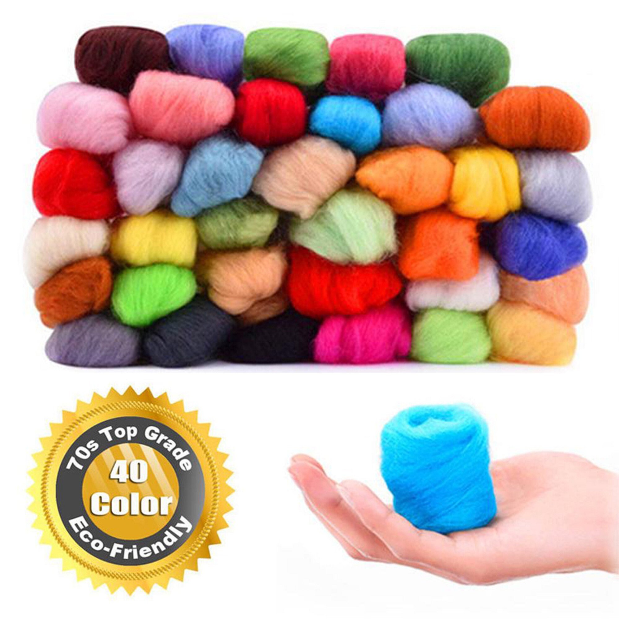 8 Pack Needle Felting Wool Roving 10g X 8 Color Total 80g Merino Wool ...