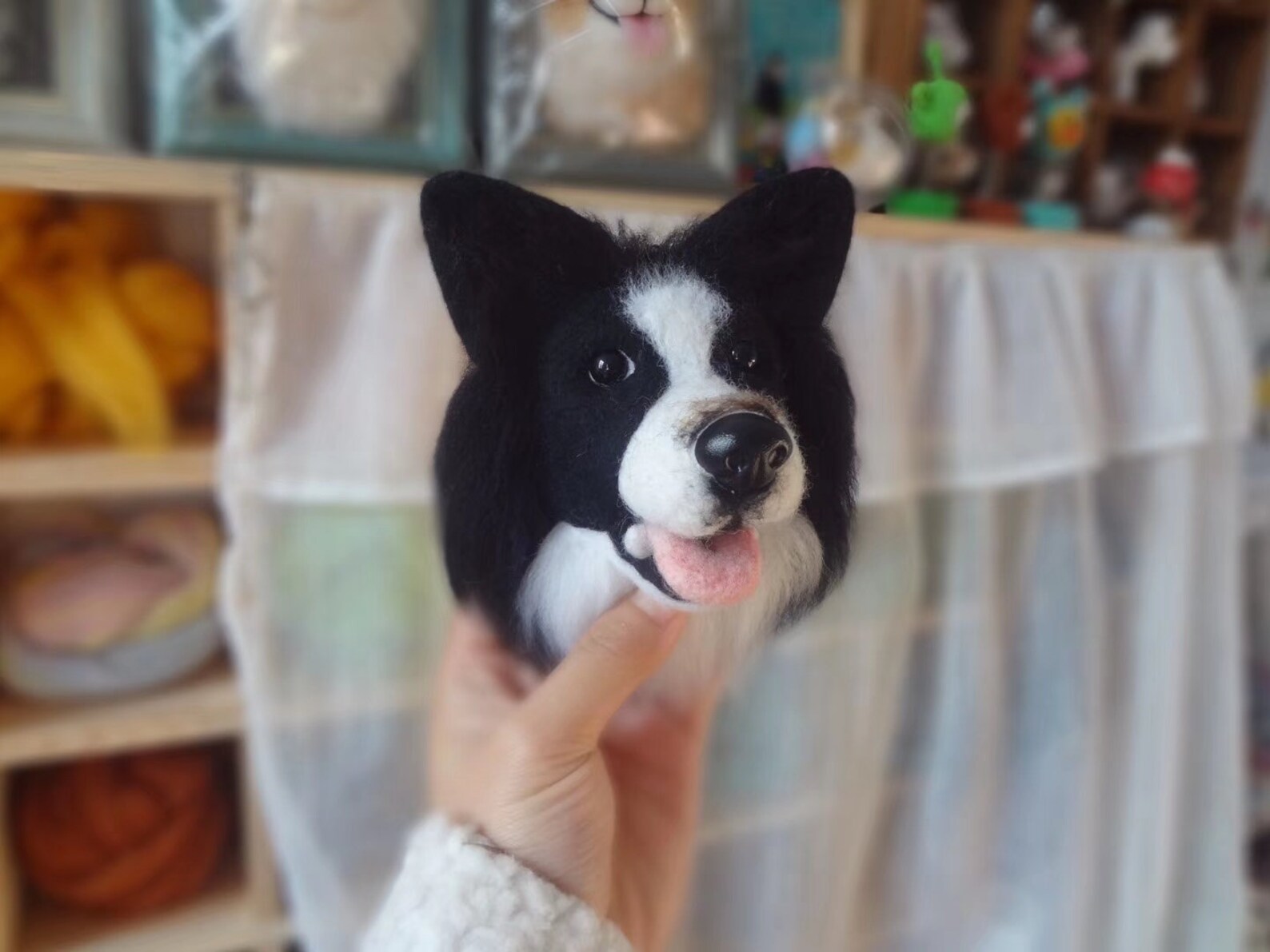 Cat Memory Customs Needle Felted Pet With Wooden Box, Pets Portrait ...