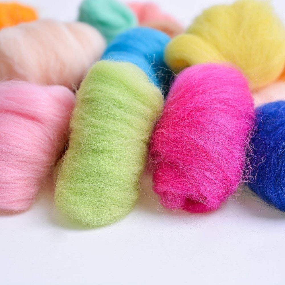 Merino Wool Pack 40 Colour for Needle Felting Kits 3g/0.1oz per Color ...