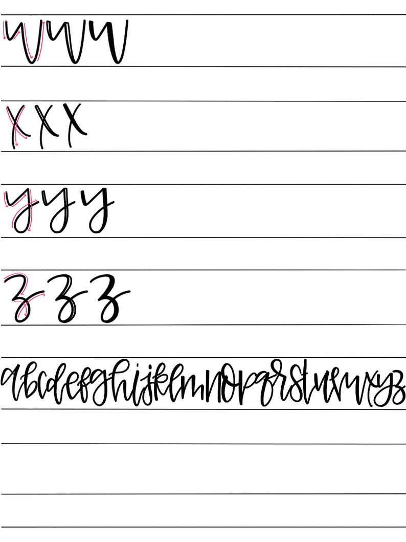 Simple Hand Lettering Practice Sheet Alphabet A-Z Downloadable ...