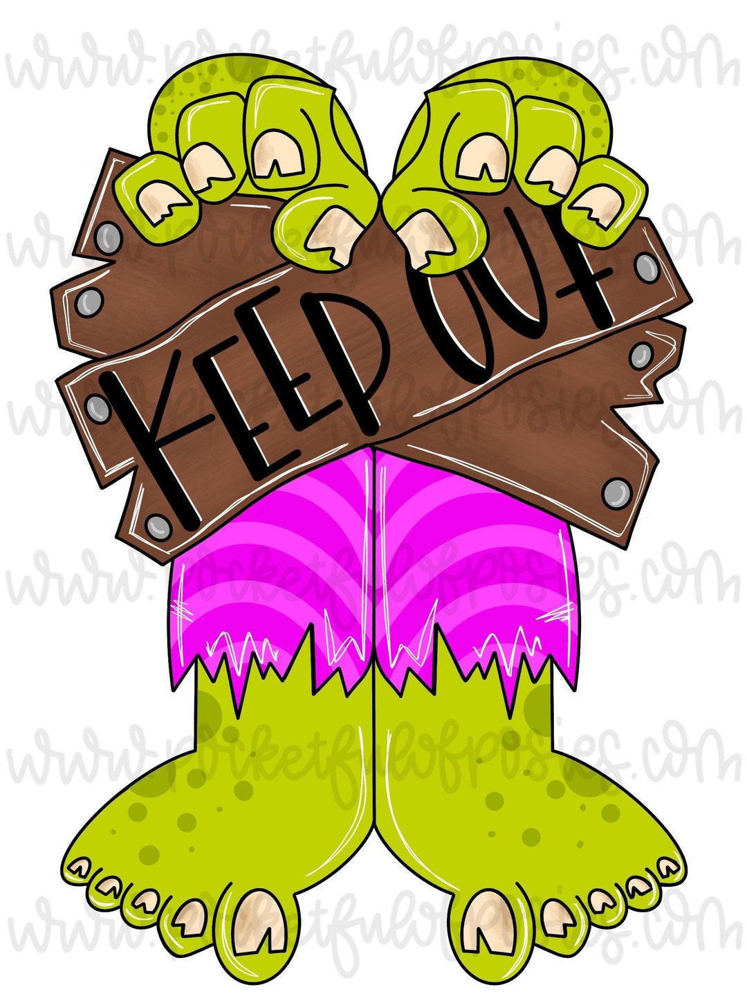 Monster Keep Out Halloween Door Hanger Downloadable Printable Template ...