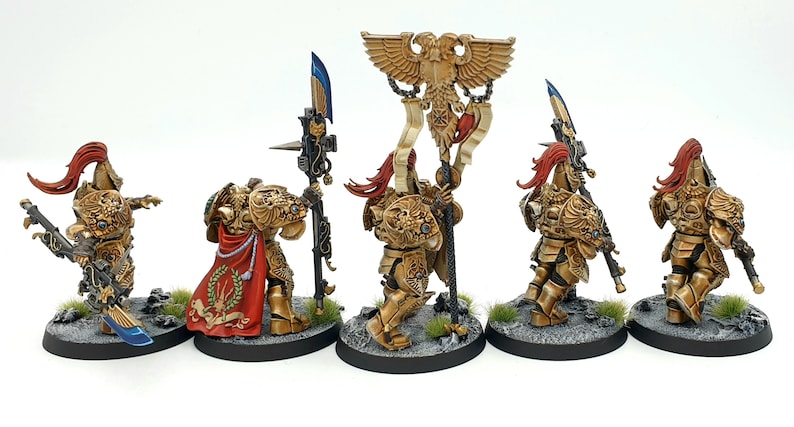 5 X Adeptus Custodian Guard With Vexilla & Shield Captain Painted ...