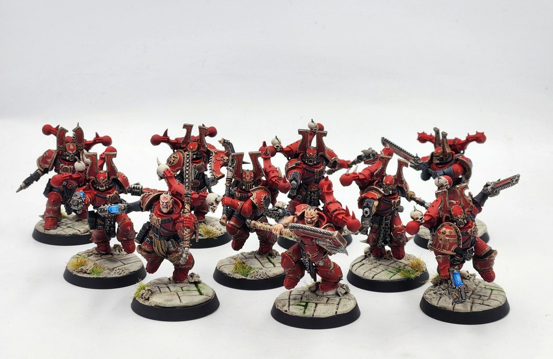 World Eaters Khorne Berzerkers X 10 Chaos Painted Miniature Models for ...