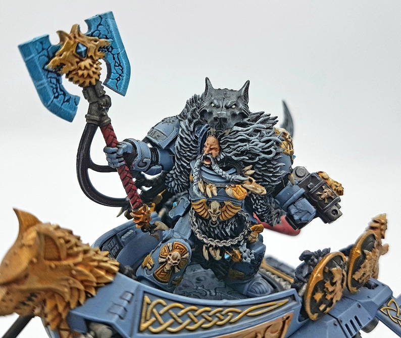 Logan Grimnar on Stormrider Space Marine Space Wolves Painted Miniature ...