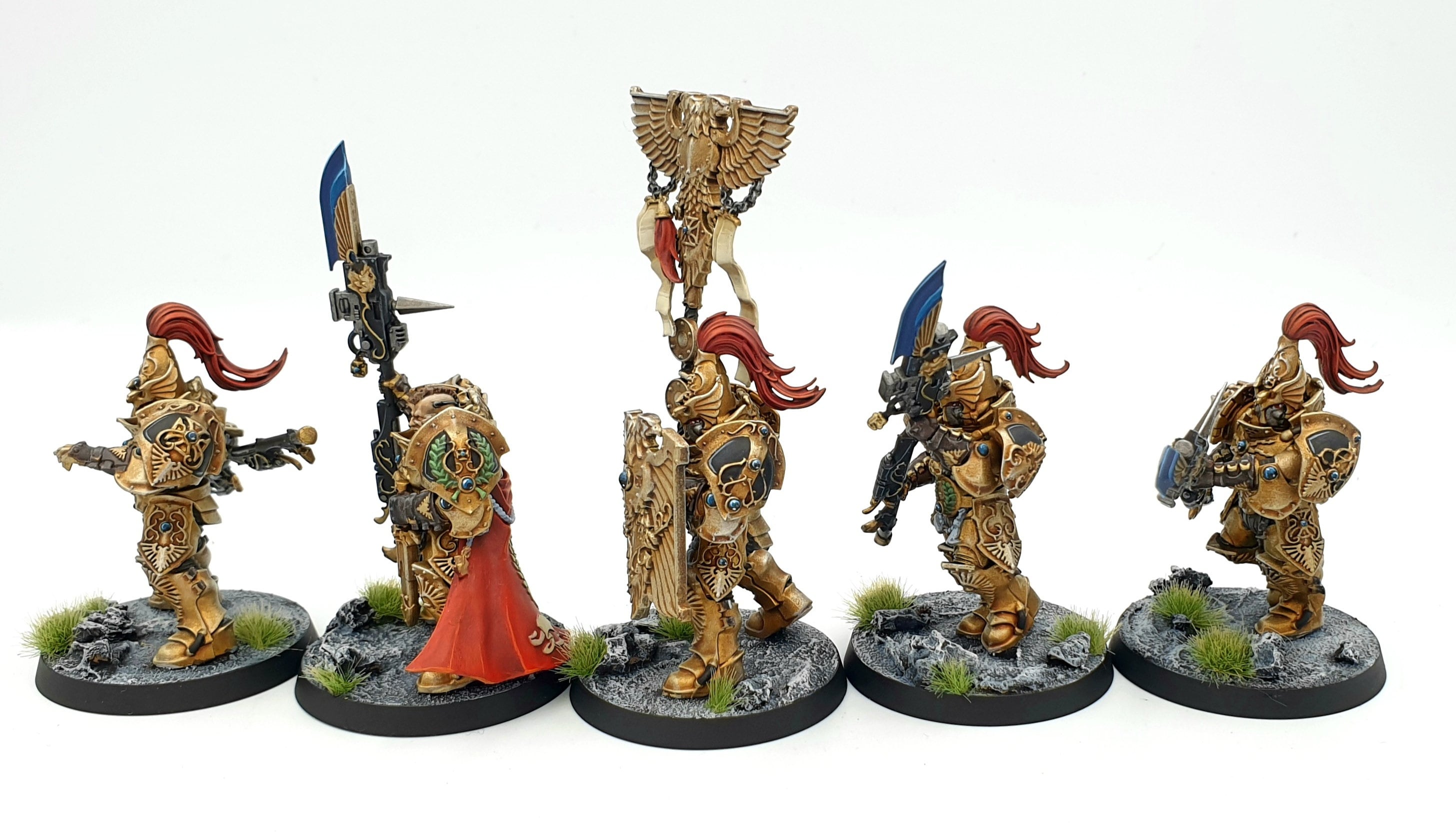 5 X Adeptus Custodian Guard With Vexilla & Shield Captain Painted ...