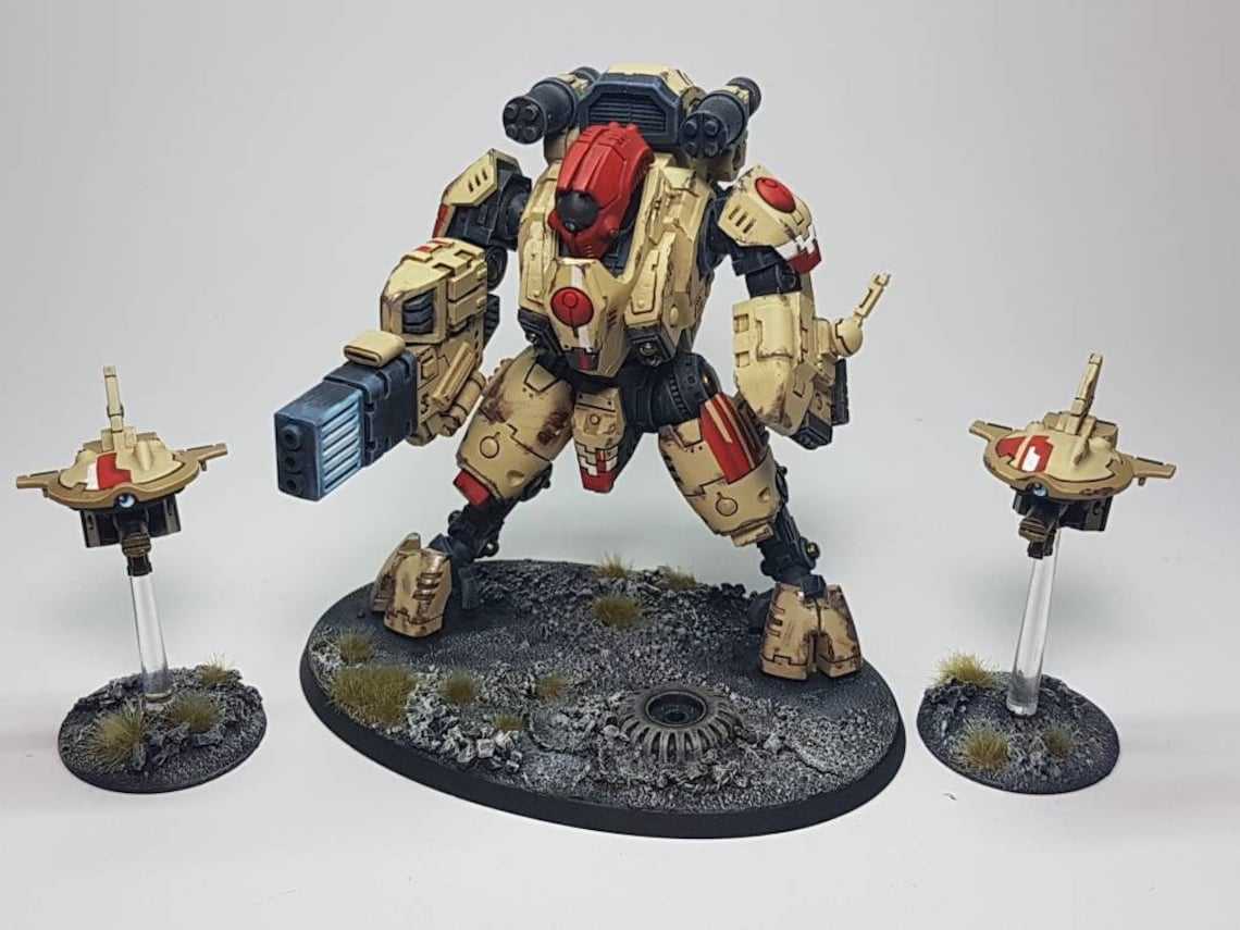 Tau XV95 Ghostkeel Battlesuit With Drones Custom Painted Miniature ...