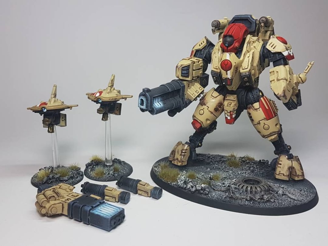 Tau XV95 Ghostkeel Battlesuit With Drones Custom Painted Miniature ...