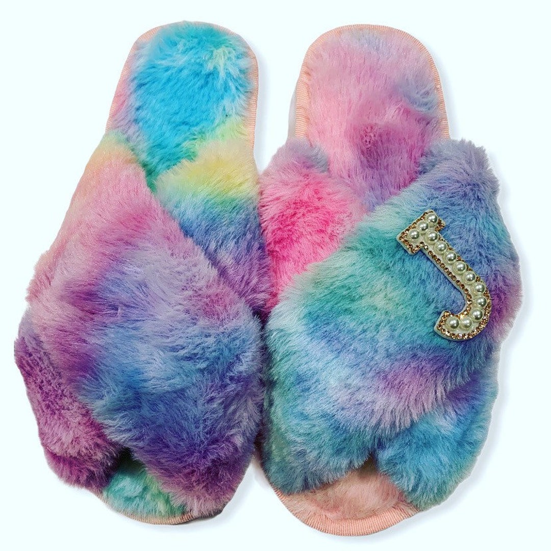Fluffy Personalised Faux Fur Mule Slippers Various Colours - Etsy