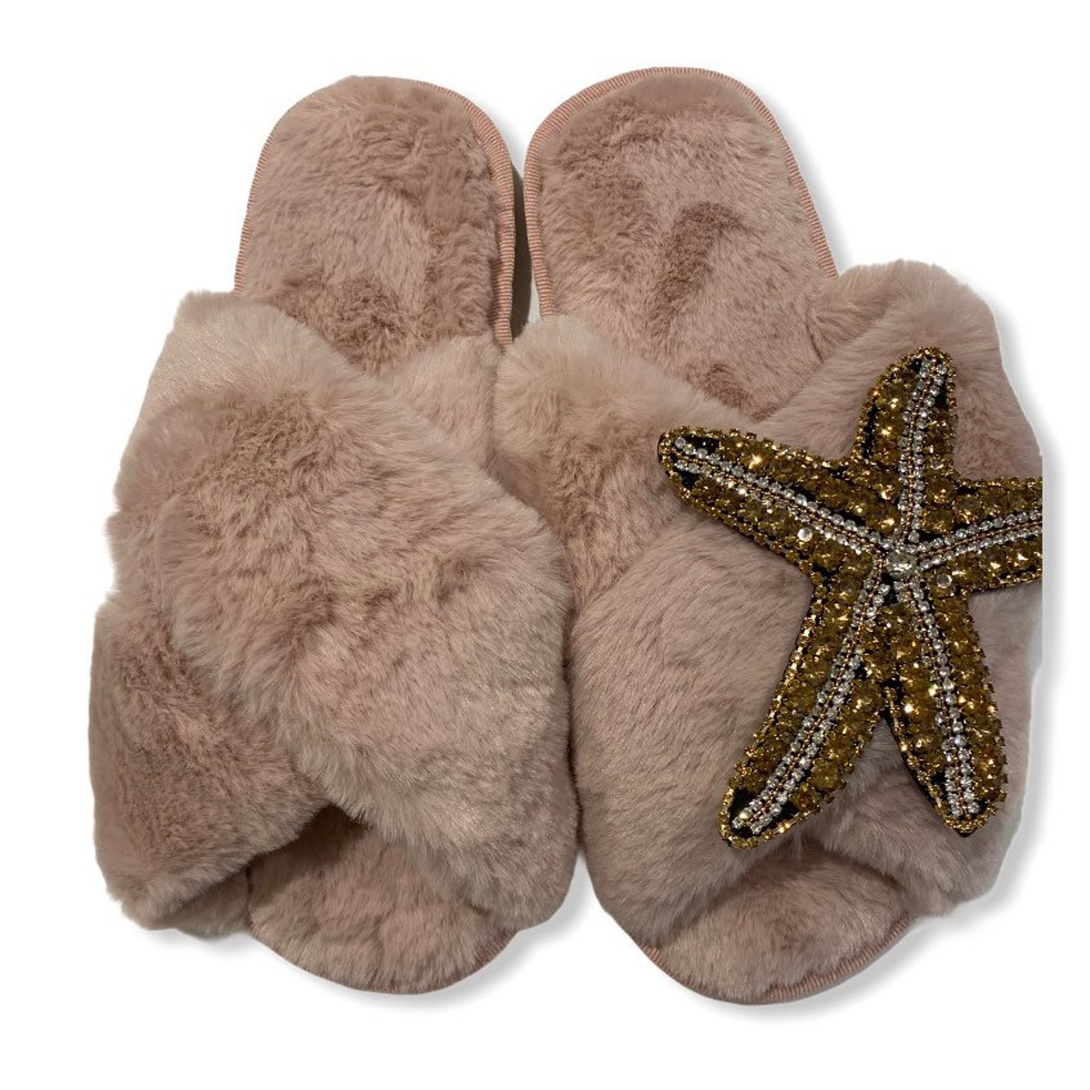 Starfish Faux Fur Slippers Various Colours | Etsy