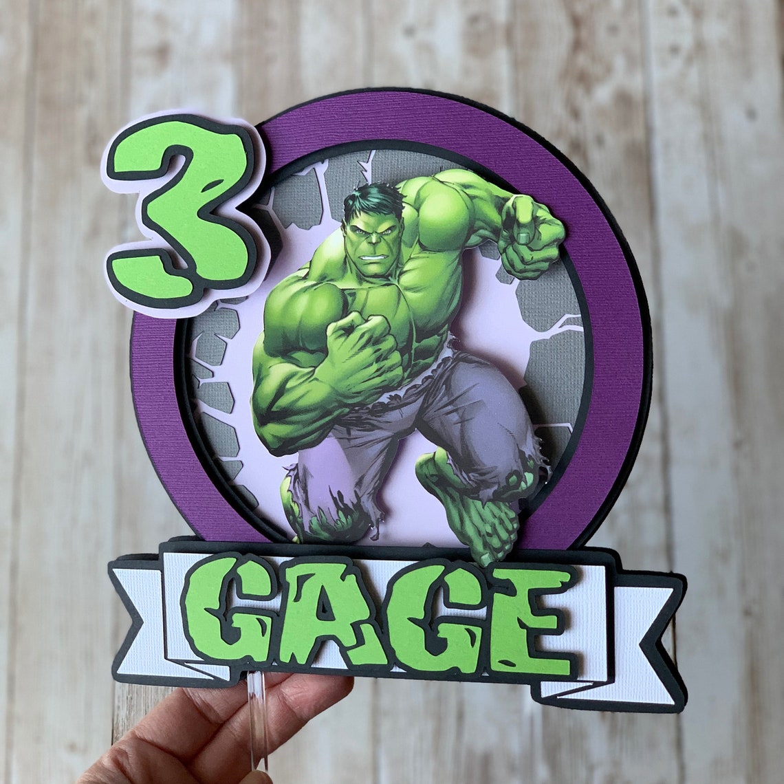 Hulk themed cake topper | Etsy