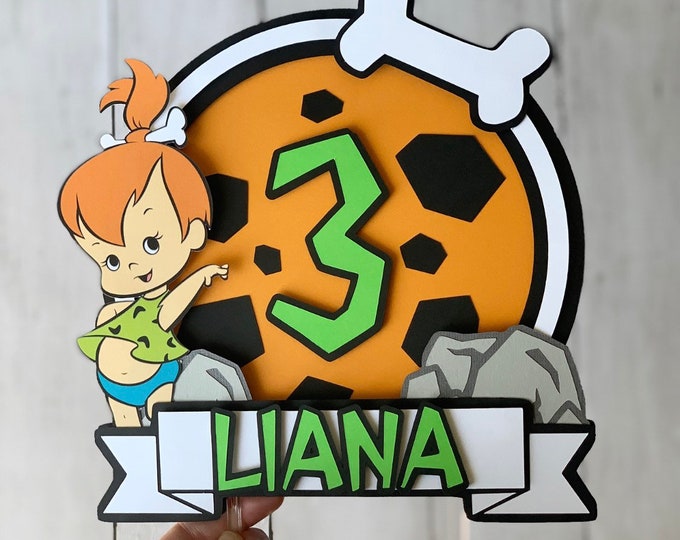 Pebbles Themed Cake Topper, Pebbles Cupcake Toppers, Pebbles Themed ...